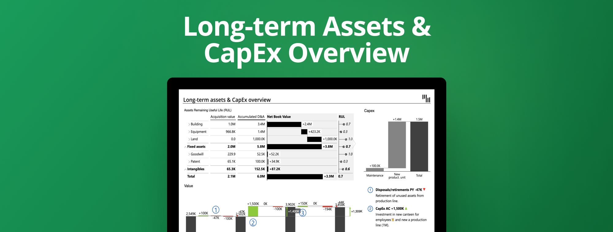 Long-Term Assets and Capex Report Excel Template | Zebra BI