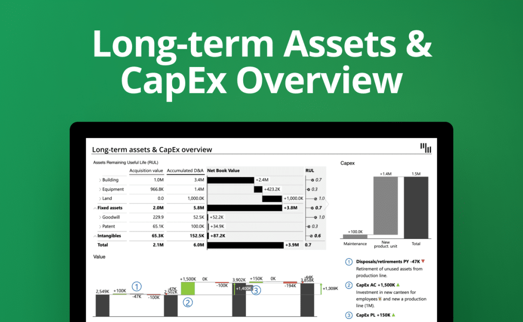Long-Term Assets and Capex Report Excel Template | Zebra BI