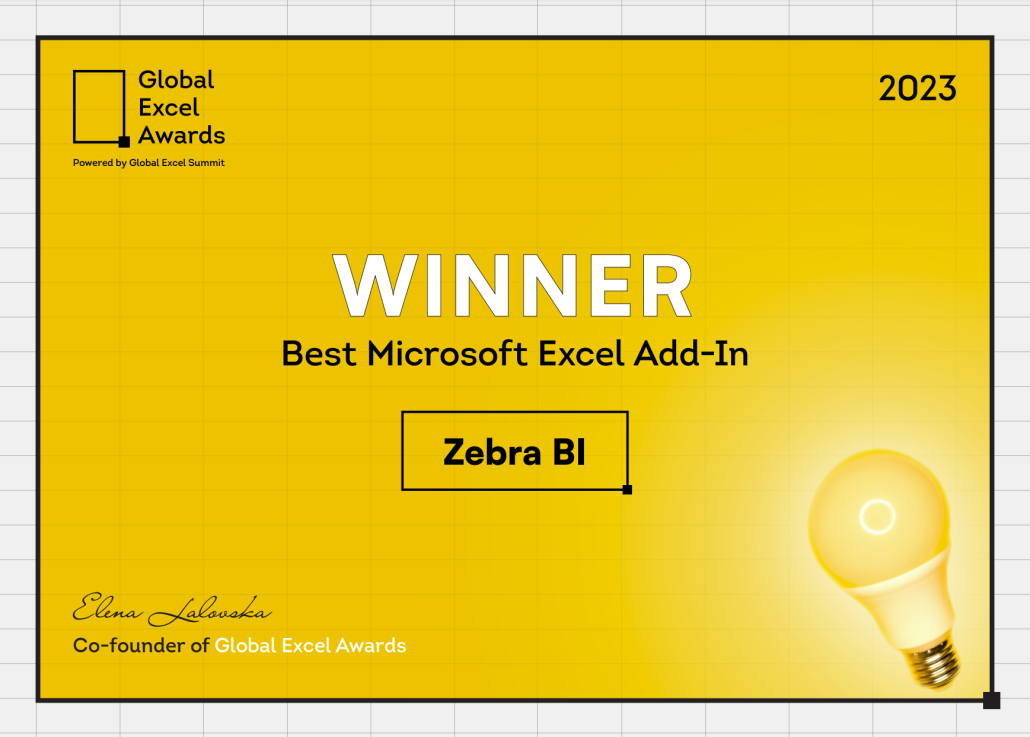Zebra BI Named Best Microsoft Excel Add-In at Global Excel Awards - Zebra BI